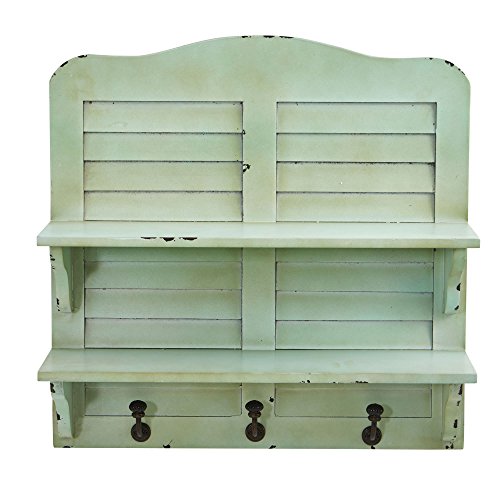 Nearly Natural 7034 Vintage Window Shutter Shelving with Wall Hooks, 20"