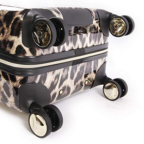 BEBE Women's Adriana Spinner Luggage, Leopard, 3pc Set (21" 25" 29")