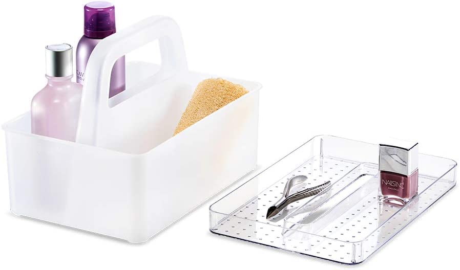 madesmart Caddy with Tray-Stack Collection Stackable, Medium, Frost