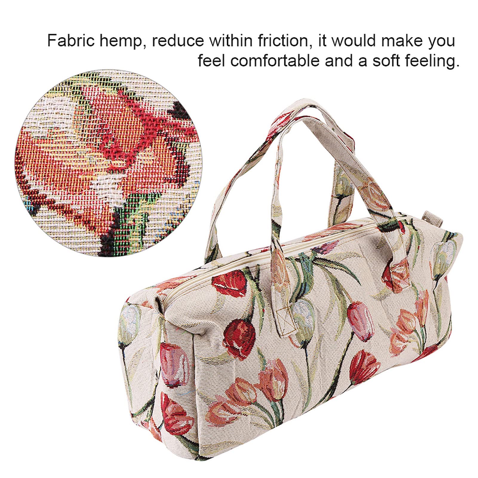 Tyenaza Woven Storage Bag, Fabric Knitting Needles Bag Large Household Yarn Organizer Bag for Knitting Needles Sewing Tools (Rose Jacquard)