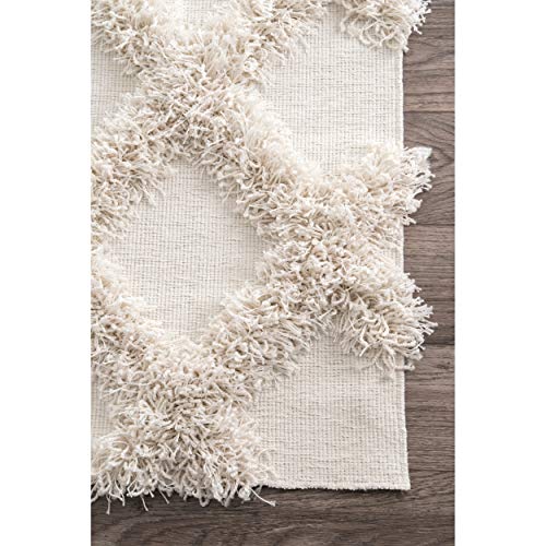 nuLOOM Francene Diamond Trellis Shag Area Rug, 5' x 8', Ivory