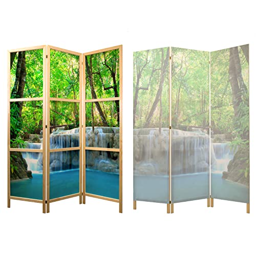 artgeist Japanese Room Divider XXL Landscape Waterfall Nature 90 x 67 in - 5 Panel Folding Screen Japan Design Home Decoration Art Deco Forest c-B-10009-z-a