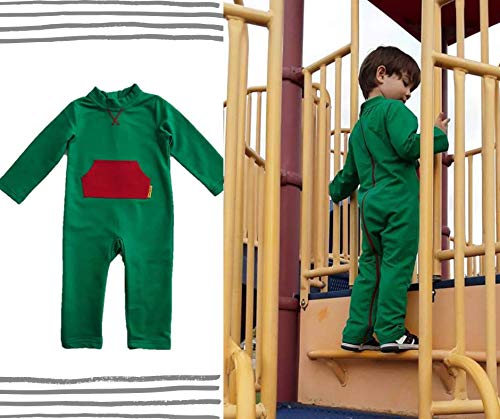 Terrible 2's Strip-Proof Toddler Romper with a Back Zipper in Green/Red (5T)
