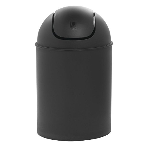 HUBERT Countertop Trash Can with Swing Top 6 qt Black Plastic - 7 1/2" Dia x 12" H