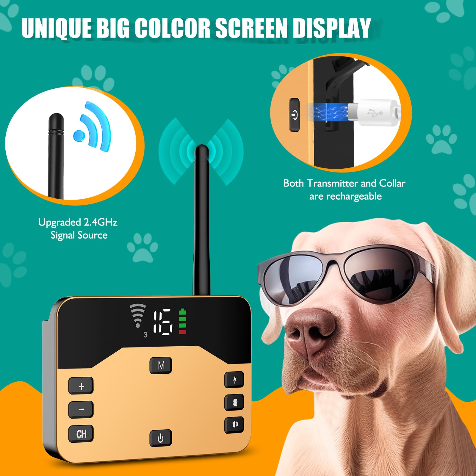 ABHY Wireless Dog Fence, Electric Fence & Remote Training Collar,Portable Pet Perimeter Fence,Adjustable Range for All Large,Medium Dogs