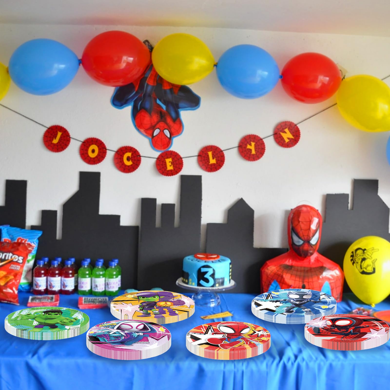 Gkszajo 60 Pcs Spider Party Plates, Disposable Paper Plate, Spider Birthday Party Supplies, 7 Inches