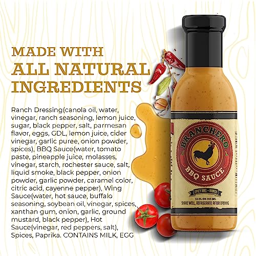 Branch Sauce Co. - Branchero Spicy BBQ Sauce, Sweet & Smoky Barbecue Sauce Blended with Creamy Ranch Dressing, BBQ Sauce for Marinating, Glazing, Basting and Dipping, 12 fl. oz, 2-Pack