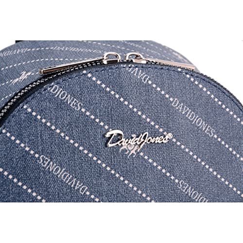 David Jones Women Blue Denim Jeans Fashion Backpack Small Casual Everyday Travel Backpack - Blue