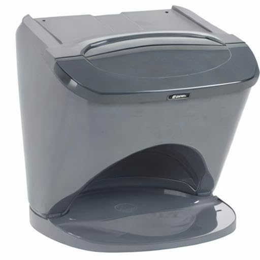 Glasdon Nexus Stack 8G Battery Recycling Bin (Dark Gray, Blue Battery Recycling Decals) β Compact 8-Gallon Stackable Battery Recycle Containers β 1 x 8-Gallon Multi-Waste Battery Bin
