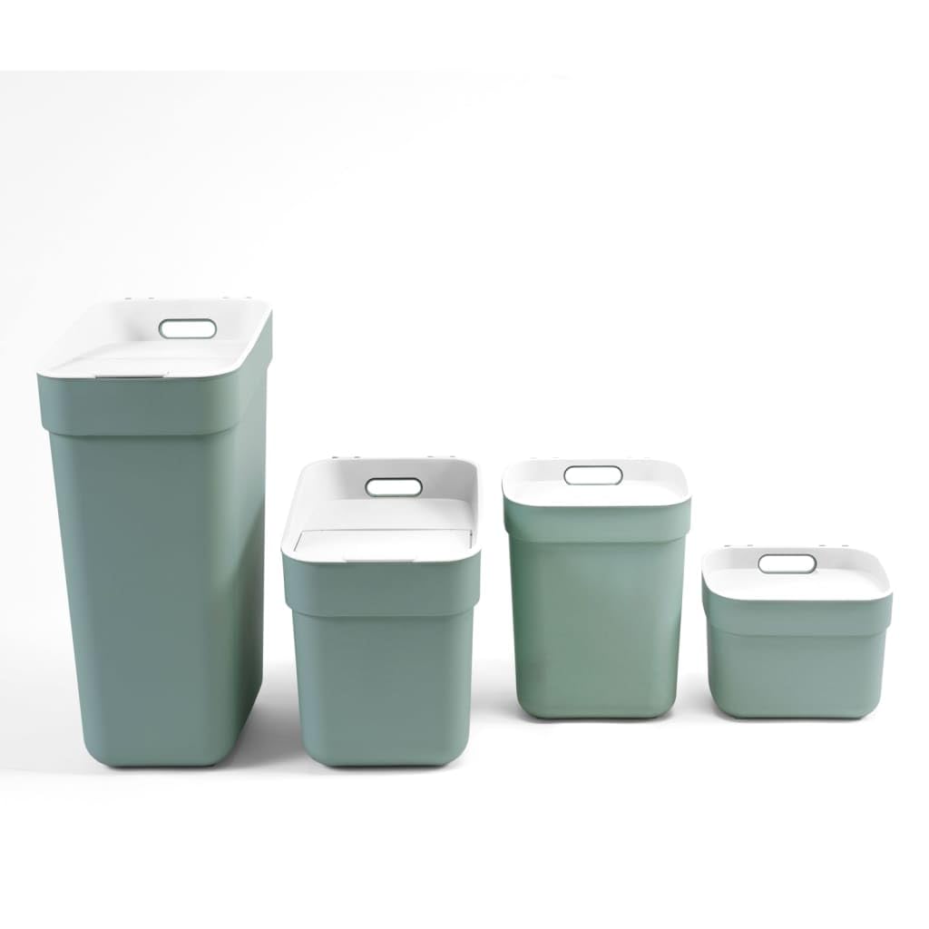 Curver Ready to Collect 30L Sorting Bin with Wall or Door Holder for Kitchen, Bathroom, Laundry Room β 100% Recycled β Green