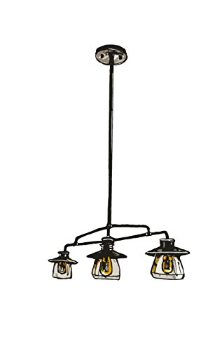 Globe Electric 64845 Nate 3-Light Pendant, Oil Rubbed Bronze, Clear Glass Shades
