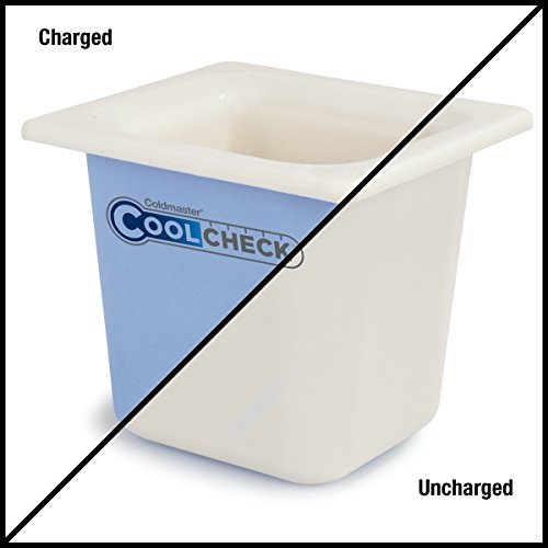 Carlisle FoodService Products CM1104C1402 Coldmaster CoolCheck 6" Deep Sixth-Size Insulated Cold Food Pan, 1.6 Quart, Color Changing, White and Blue