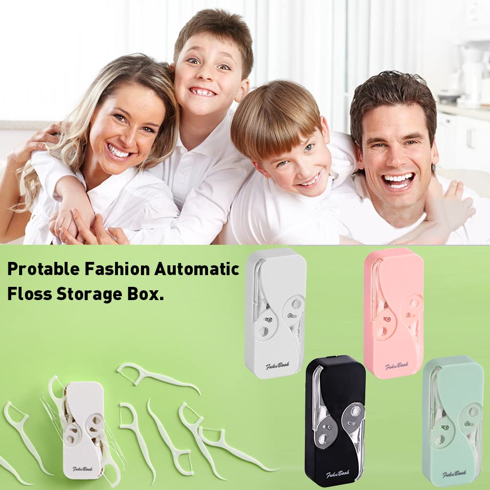 Abnaok 4Pack Dental Floss Portable Case, 2023 Upgrade Dental Floss Dispenser Automatic Dental Floss Picks Cases for Teeth Cleaning,Specialized Floss