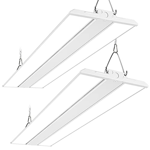 hykolity 2 Pack 4FT LED Linear High Bay Shop Light, 250W LED Shop Light, 31250lm 125LM/W, 100-277V, 0-10V Dim, 5000K Daylight Linear Hanging Light for Warehouse Workshops, UL Listed, 5 Years Warranty