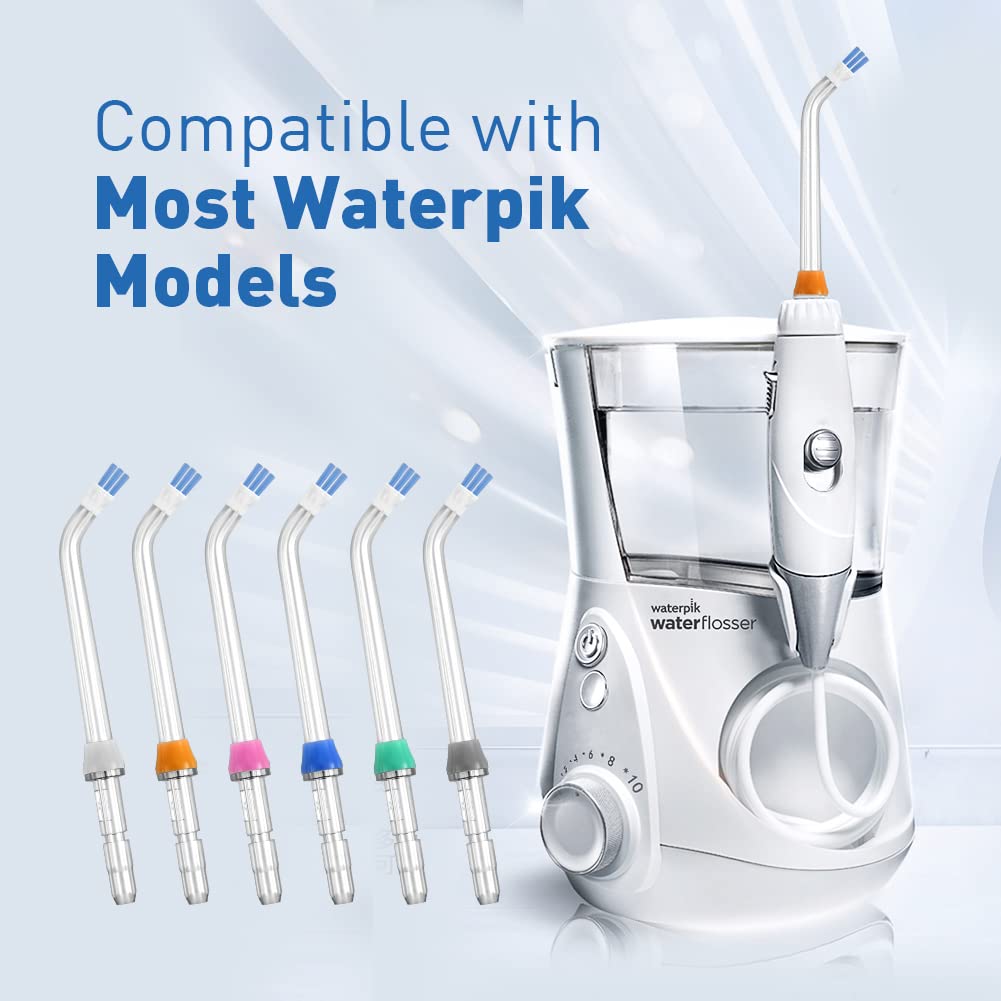Abnaok Replacement Tips for Waterpik Water Flosser Classic Jet Tips and Other Oral Irrigators(6 Plaque Seeker Tips)