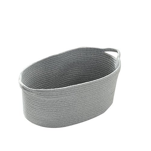 Extra Large Grey Woven Cotton Rope Basket Bin for Blankets Towels Baby Toys Nursery Hamper Organizer, Collapsible Storage Laundry Baskets