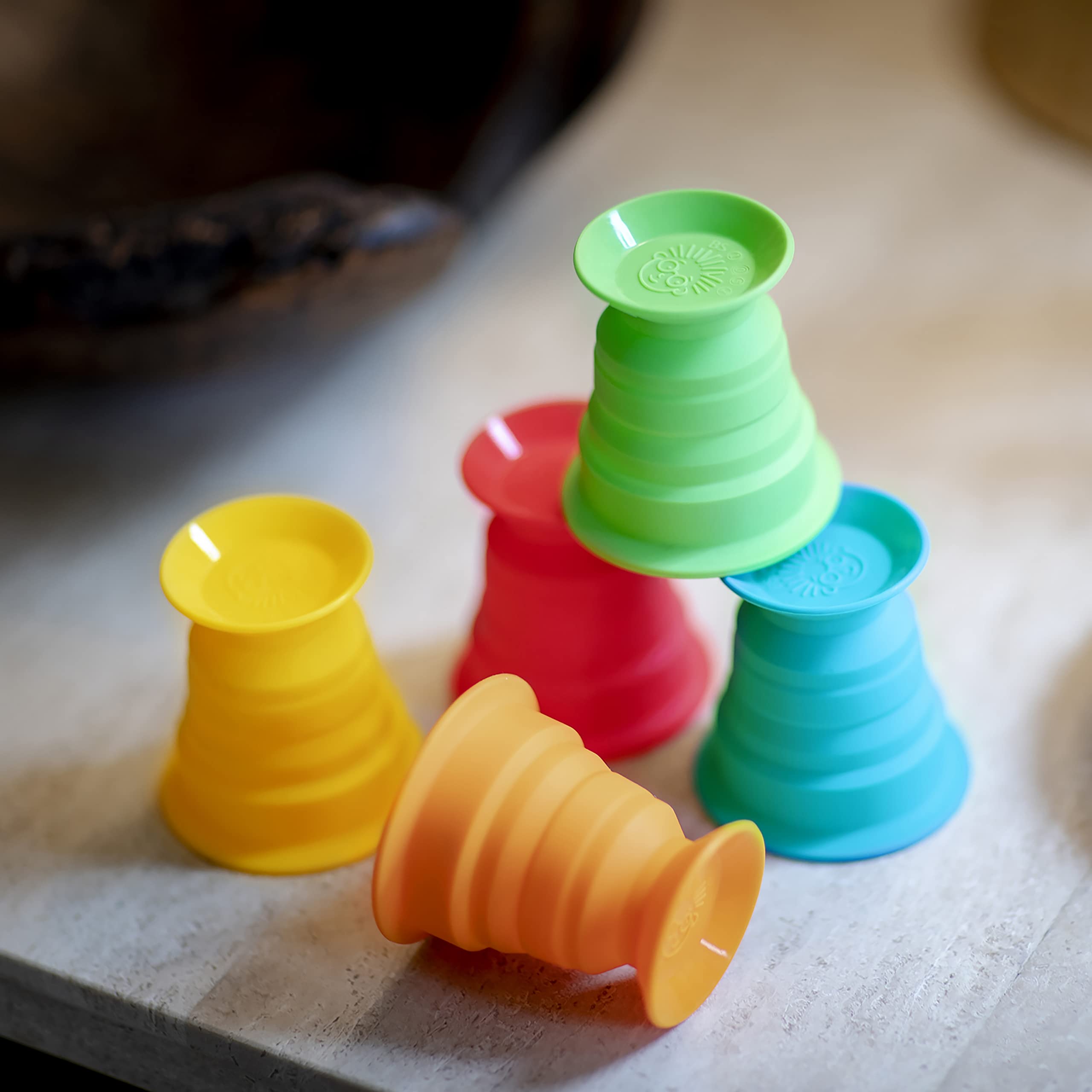 Baby Einstein Stack & Squish Cups Infant to Toddler Collapsible Sensory Toys for Beach, Bath, Floor & More, 6pcs, 3 Months+