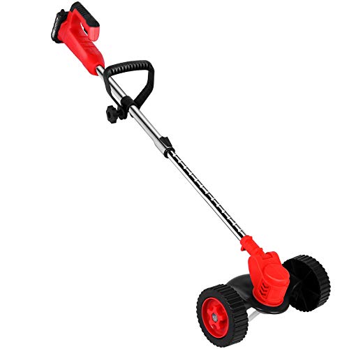 Cordless String Grass T-Rimmer Eater with 24V Lithium-ion Batteries Cordless Brush Cutter Grass T-Rimmer (Red, One Size)
