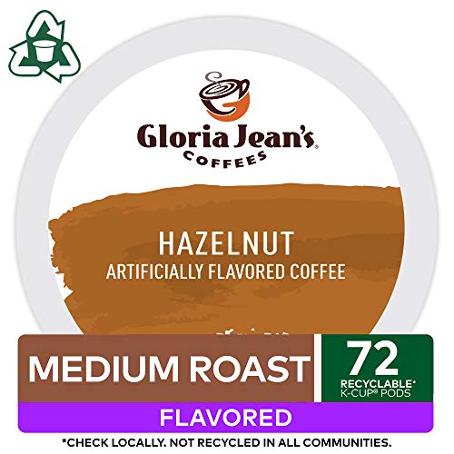 Gloria Jean's Coffees Hazelnut, Single-Serve Keurig K-Cup Pods, Flavored Medium Roast Coffee, 72 Count