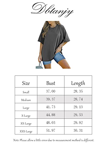 Dbtanjy Women's Short Sleeve Oversized T Shirts Crew Neck Casual Loose Summer Tops (V-Grey,Small,Small)
