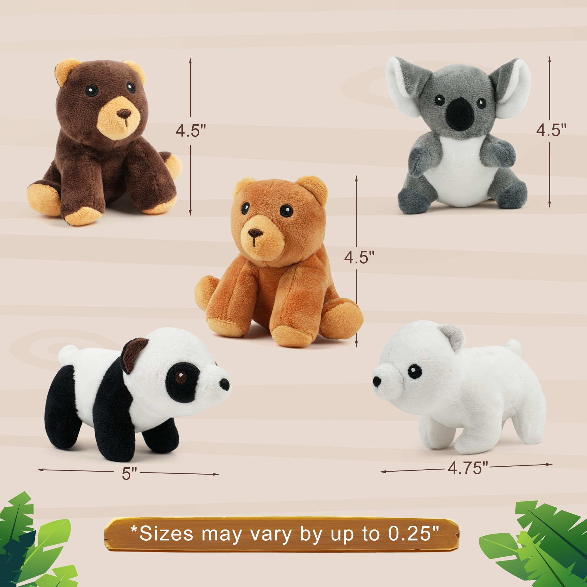 BenBen Dinosaur Stuffed Animals, 5 Small Dinosaur Plush Dolls and Egg Bag Toys Set, Dino Plushies, Cute Stuff for Kids Girls Boys, Baby Shower, Easter Basket Stuffers