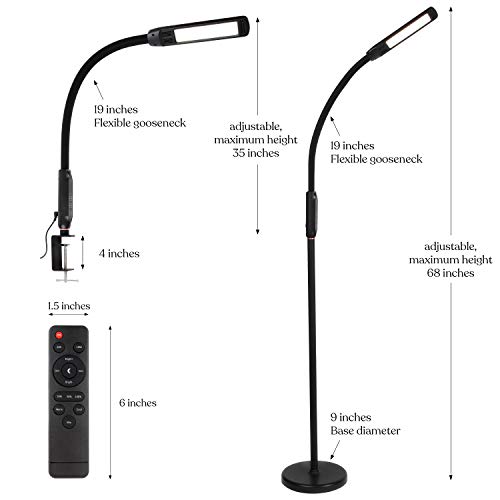 Brightech LightView Pro Flex 2 in 1 Magnifying Desk Lamp, 2.25 + Brightech Vista 3-in-1 Desk Lamp for Living Rooms, LED Floor Lamp, Tall Lamp with Remote Control, Work Light for Documents, Standing La