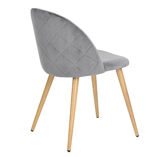 GreenForest Dining Chairs Set of 2, Modern Velvet Kitchen Room Chair Upholstered Accent Leisure Side Chairs with Metal Legs, Gray