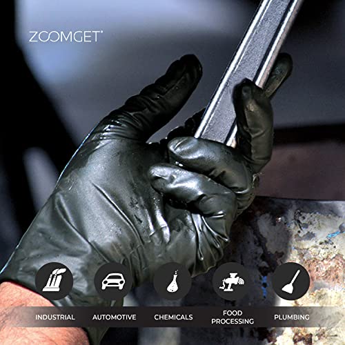 GLOVEWORKS HD Black Nitrile Industrial Disposable Gloves, 6 Mil, Latex-Free, Raised Diamond Texture, Large, Box of 100