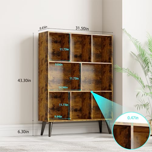 EasyCom Wood Open Shelf Bookcase and Bookshelf- 3 Tier Modern Bookcase with Legs- Display Book Shelves Cube Organizer for Books Home Office Living Room Bedroom Entryway Kitchen