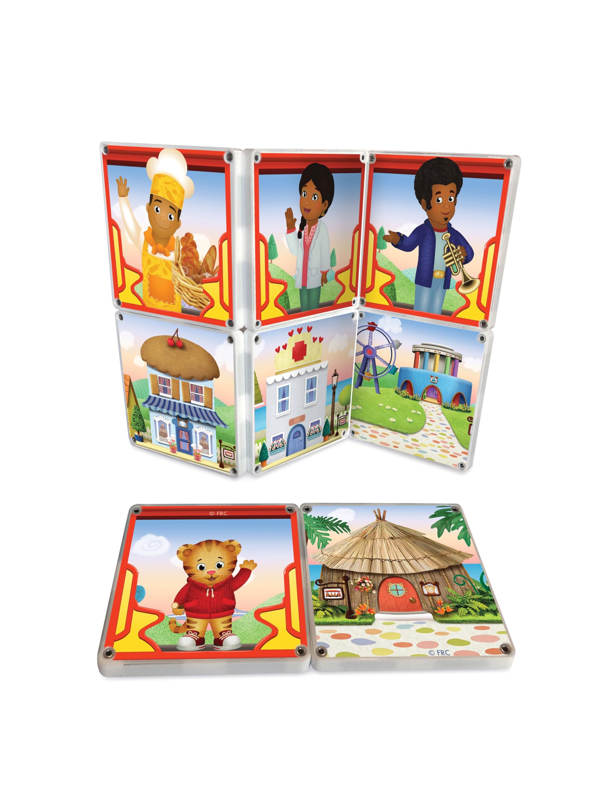 CreateOn Daniel Tiger’s Neighborhood: Neighborhood Trolley Magnetic Tiles Structure Set, Building Toys for Kids, Educational Stem & Montessori Tools for Ages 3+, 15 Pieces