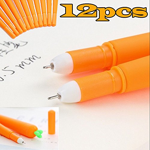NUOLUX 12 Pack Carrot Gel Ink Pen Cute Soft Silicone RollerBall Pen for Office and School Supplies Gift for Kids