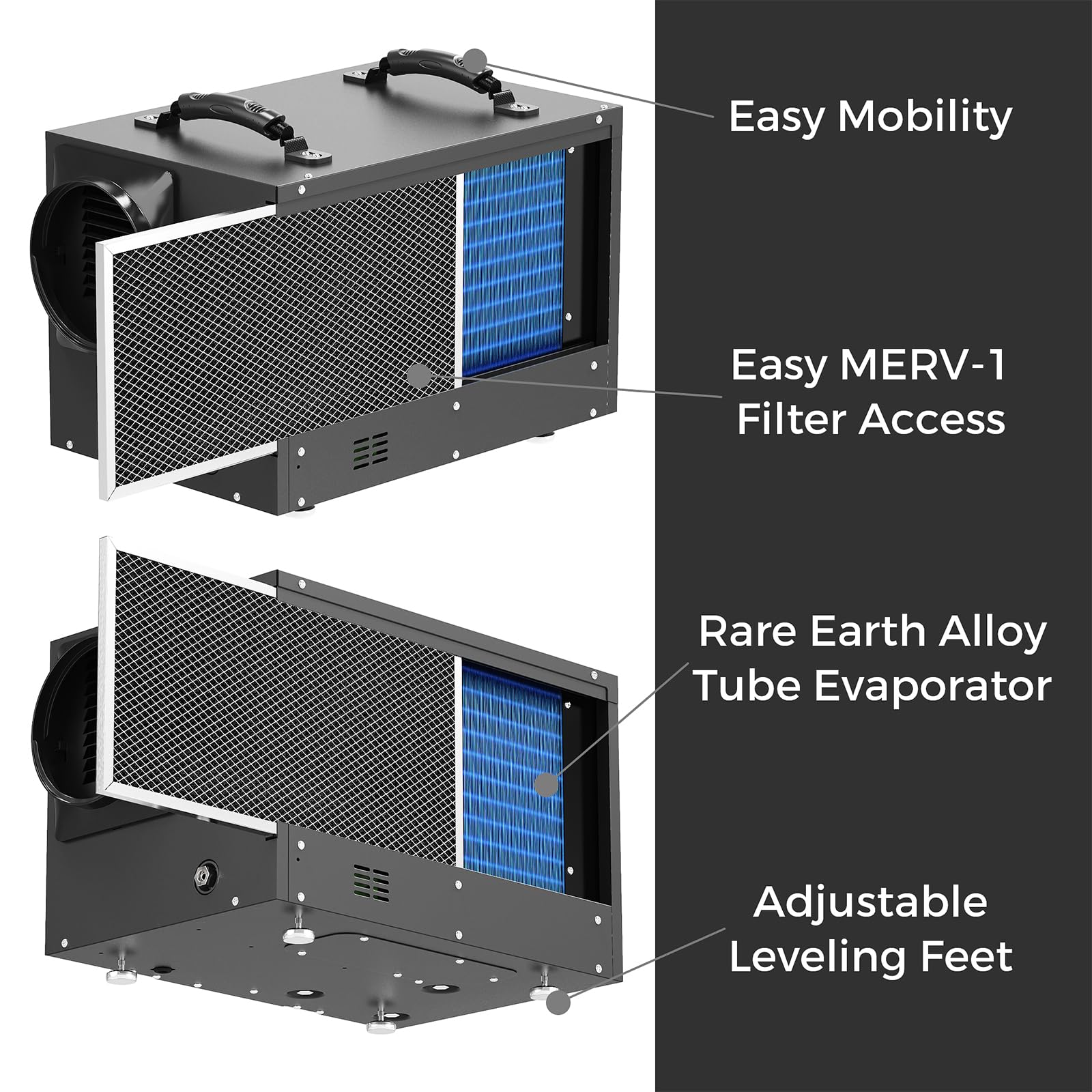 ALORAIR 120 PPD Commercial Dehumidifiers with Pump and Hose, Crawl Space Basement Dehumidifier, Industry Water Damage Unit, Compact, Portable, Auto Defrost, Memory Starting
