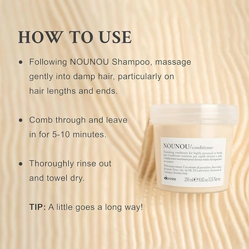 Davines NOUNOU Conditioner | Hydrating Deep Conditioner for Bleached, Permed, Relaxed, Damaged or Very Dry Hair | Replenishes Chemically Processed Hair | 8.45 fl oz