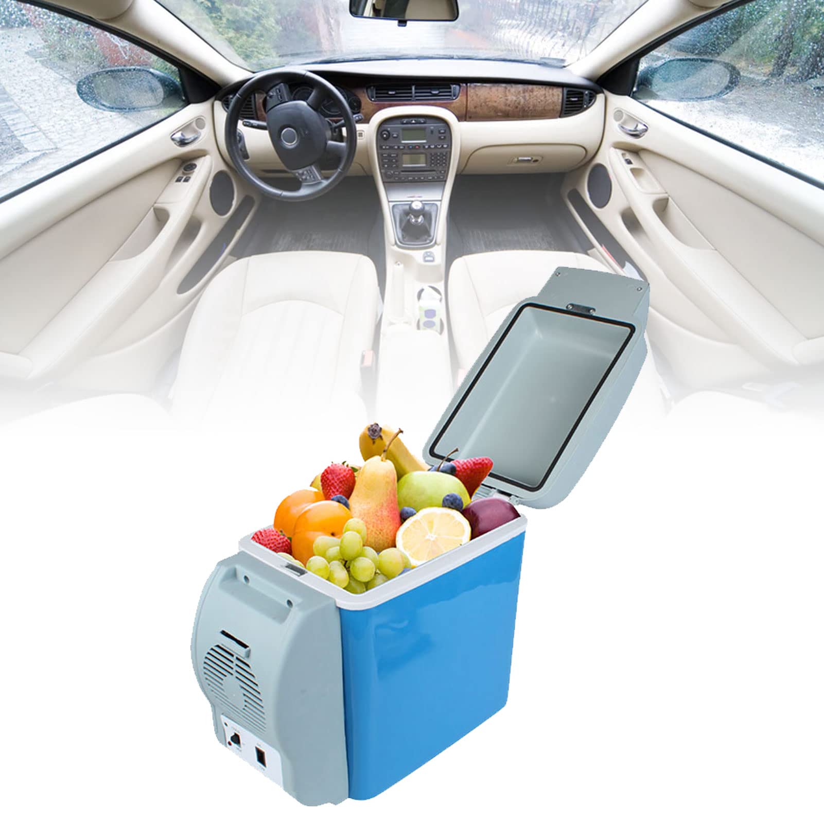 7.5L Capacity Personal Thermoelectric Cooler Warmer Mini Fridge Cooler and Warmer Portable Compact Personal Fridge Thermoelectric System Eco Friendly Low Noise Electric Car