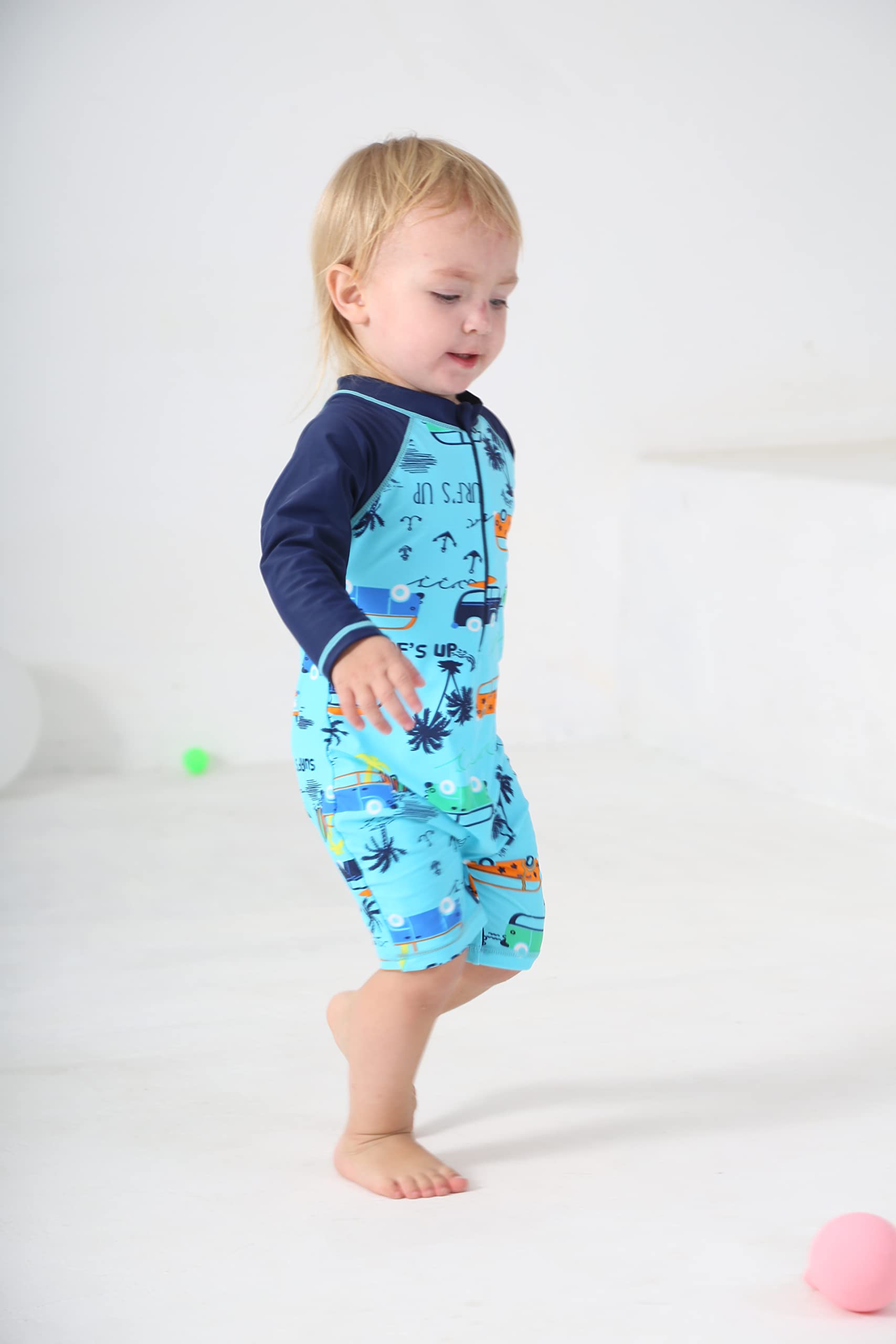 HUAANIUE Baby/Toddler Boy One-Piece Swimsuit UPF 50+ Long Sleeve Swimwear