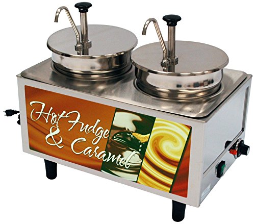 Benchmark USA 51074H Hot Fudge-Caramel Warmer, 2 Pumps and 2 Boxes, 17" H, 13" W, 21" L, Stainless Steel