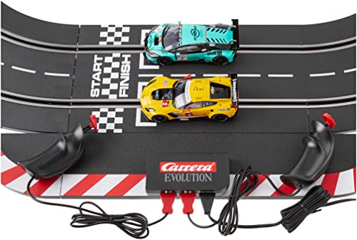 Carrera Evolution 20025240 Super Cars Analog Electric 1:32 Scale Slot Car Racing Track Set - Includes Two 1:32 Scale Cars & Two Dual-Speed Controllers Ages 8+