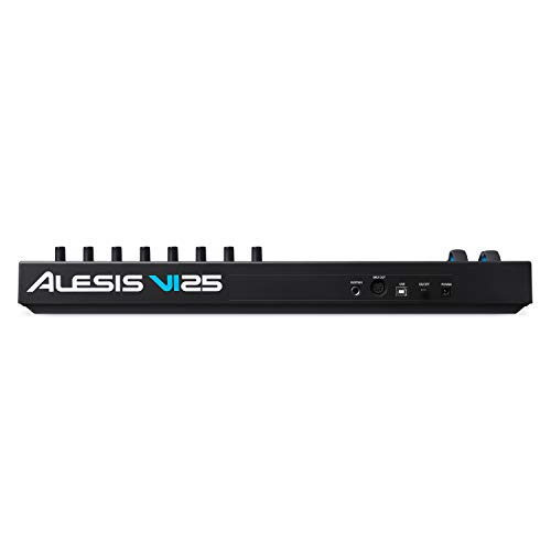 Alesis VI25 - 25 Key USB MIDI Keyboard Controller with 16 Pads, 8 Assignable Knobs, 24 Buttons and 5-Pin MIDI Out Plus Production Software Included,Black