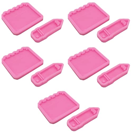 DD-life 10 Pcs Pencil Shape and Note Shape Silicone Molds for Office Supplies Baking Crafts Keycahin Decoration(5 Pencil Shape,5 Note Shape)
