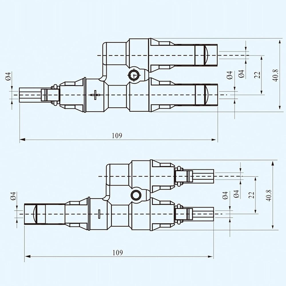 BAYM Solar Panel T Branch 2 to 1 MMF + FFM Cable Connector Solar Wire Connector T-Type T2 Coupler Combiner(1 Pair)