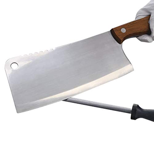 eZthings® 15" Heavy Duty Professional Meat Cleavers Plus Steel Knife Sharpening Rod for Home Kitchen and Commercial Cookware Restaurant Knives (Heavy Duty Cleaver 9" Blade)