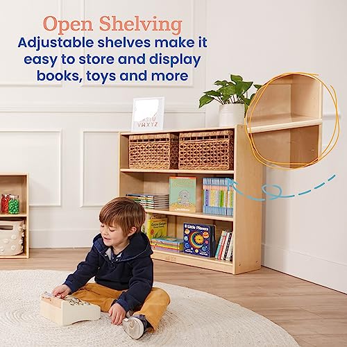 ECR4Kids Classic Bookcase, 36in, Adjustable Bookshelf, Natural