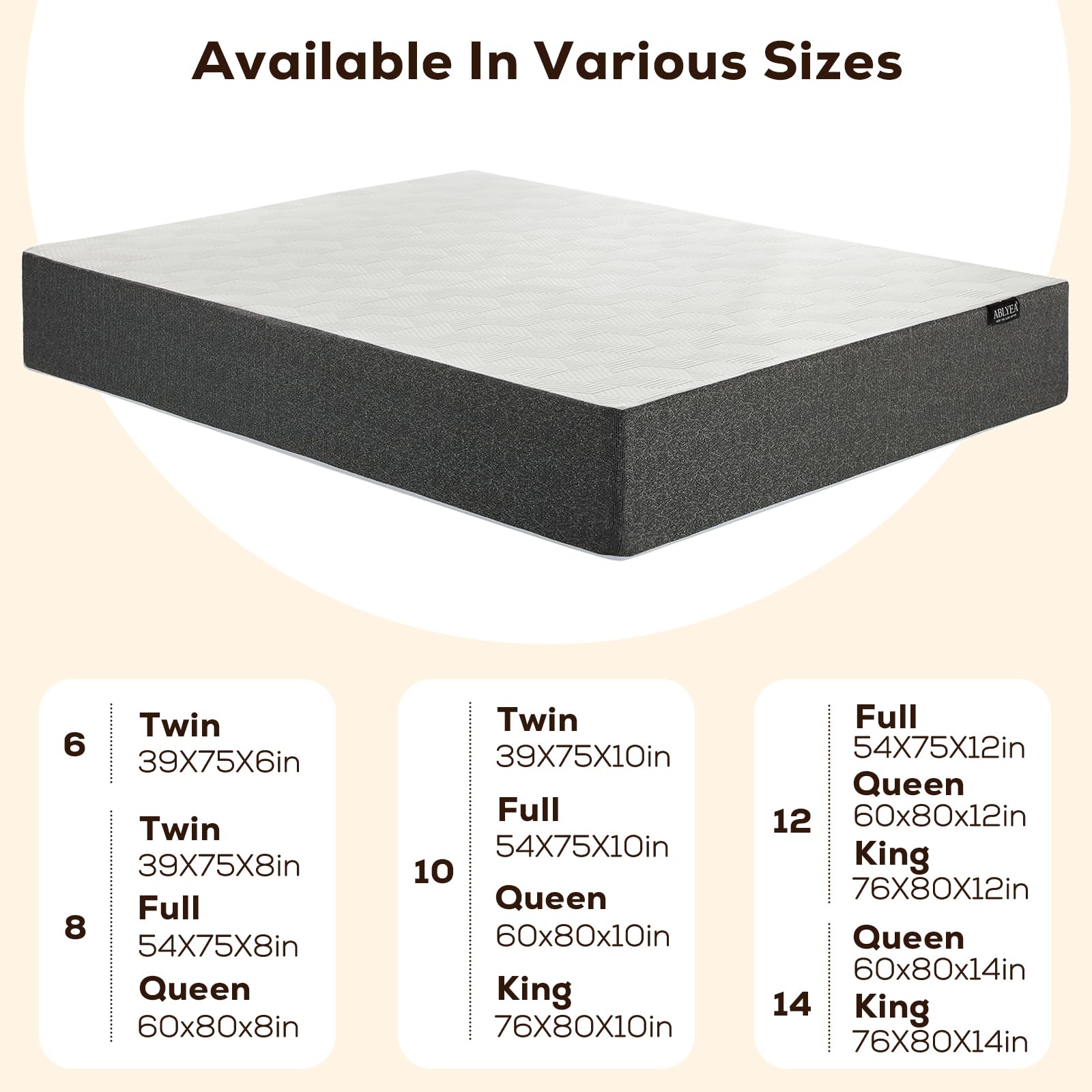 Ablyea King Mattress 10 Inch Gel Memory Foam Mattress in a Box - CertiPUR-US Certified/Pressure Relief/Medium Firm King Size Bed Mattresses