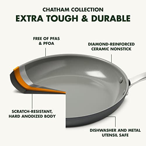 GreenPan Chatham Hard Anodized Healthy Ceramic Nonstick, 3QT Saucepan Pot with Lid, PFAS-Free, Dishwasher Safe, Oven Safe, Gray