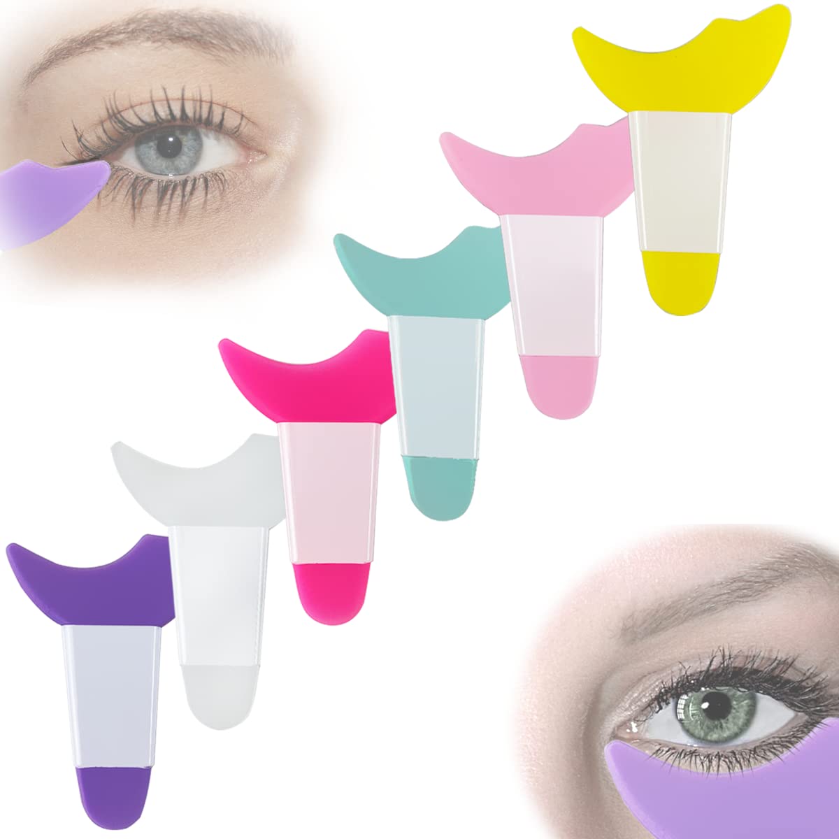 6PCS Mascara Guard,Mascara and Eyelash Applicator Shield Guard Tool,Multicolor Silicone Mascara Shield,Upper and Lower Eye Makeup Shields,Eyelash Eyeshadow Aid Pad For Eye Makeup