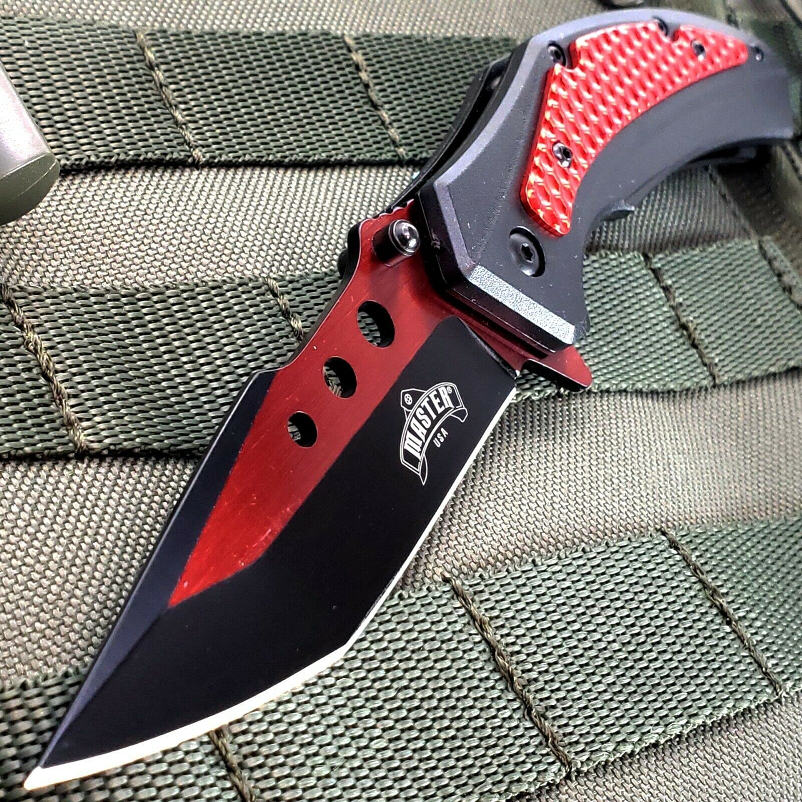 7.75" Open Folding Pocket Knife Tanto Blade Edc Green Outdoor Survival Hunting Knife for Camping by Survival Steel