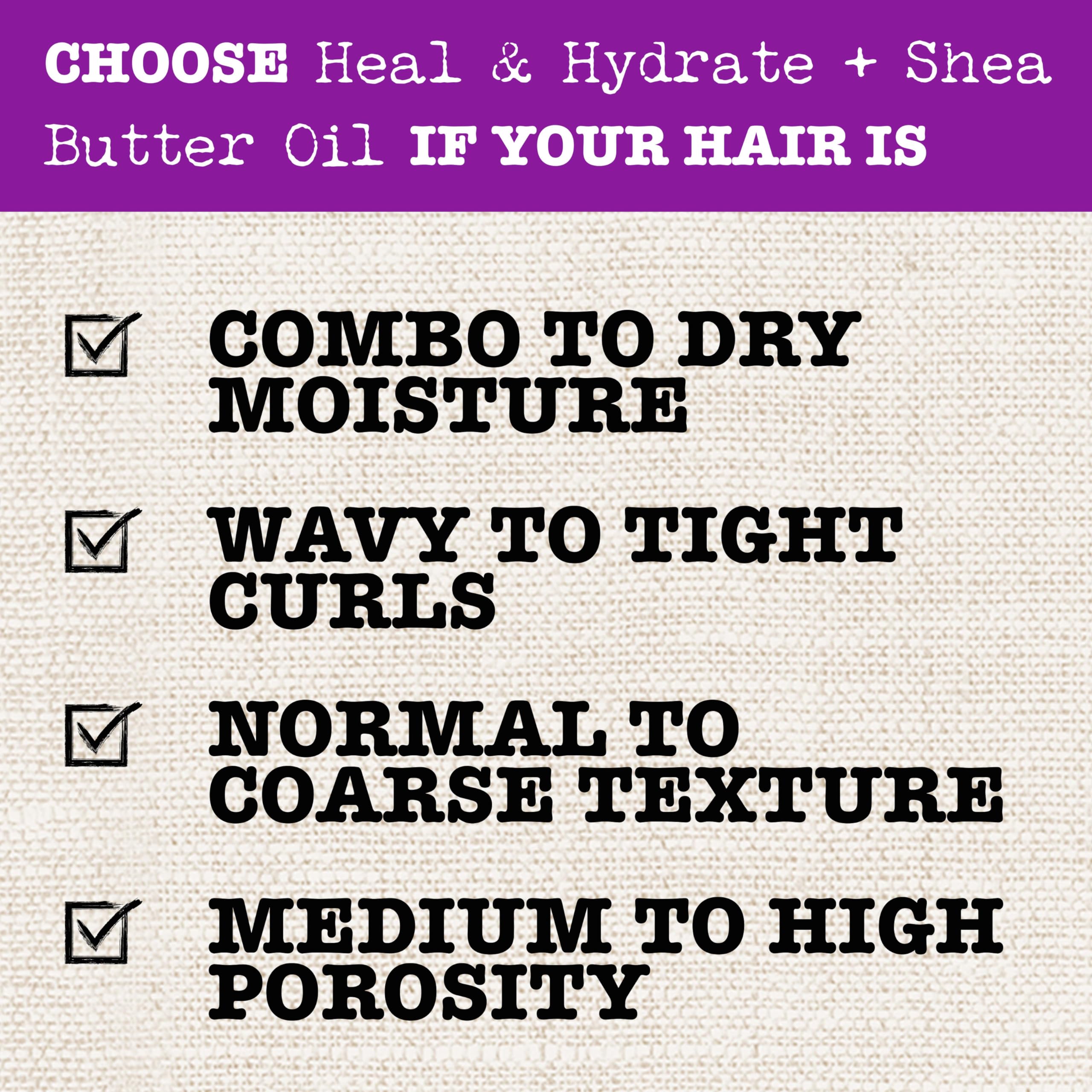 Maui Moisture Heal & Hydrate + Shea Butter Shampoo to Repair & Deeply Moisturize Tight Curly Hair with Coconut & Macademia Oils, Vegan, Silicone, Paraben & Sulfate-Free, 13 fl oz
