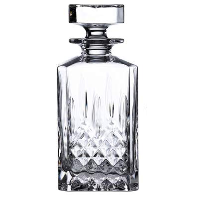 Marquis by Waterford Markham Square Personalized Crystal Whiskey Decanter Set with Pair of 11 Ounce DOF Glasses, Custom Engraved Whiskey Decanter with Glasses for Scotch, Bourbon, Rye