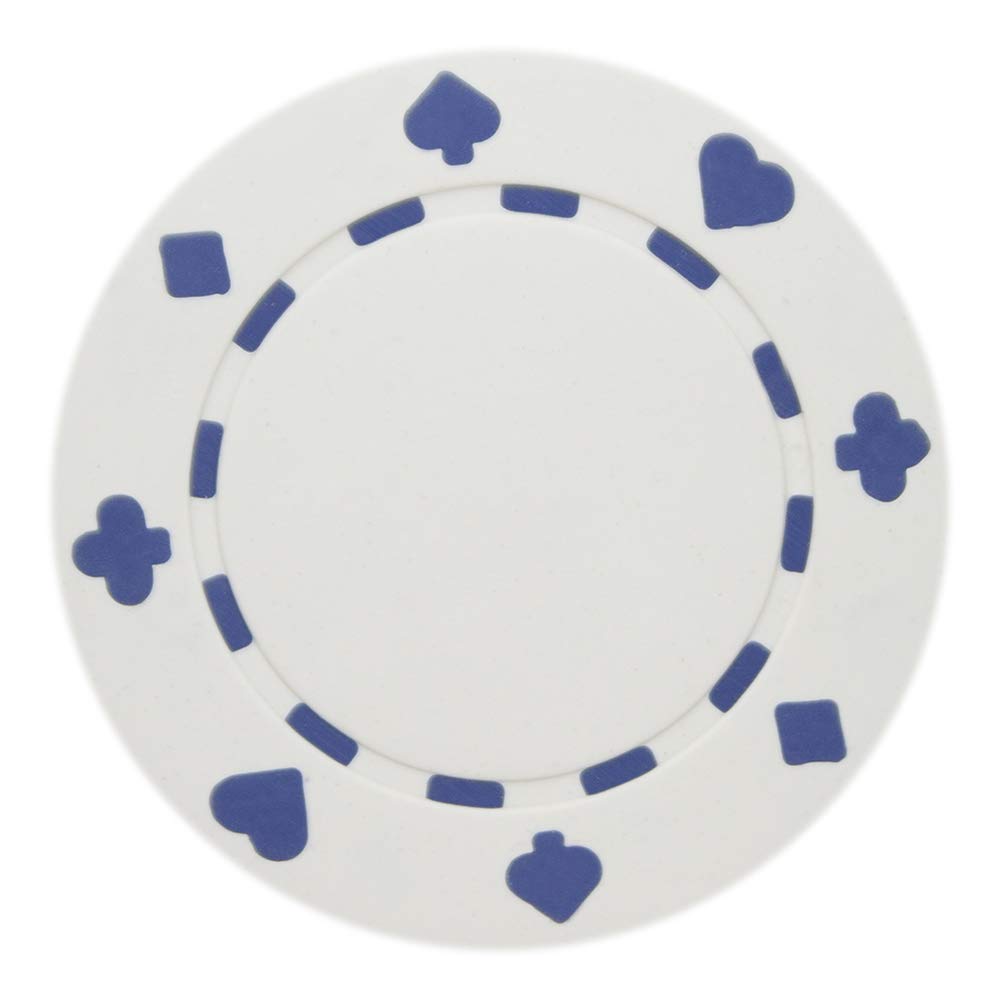 Brybelly Poker Chip Set with Acrylic Chip Tray, 100 Ct - 11.5g Lightweight, Blank Poker Chips with Card Suit Symbols and Poker Chip Holder - Rack Me Up Bundle, White