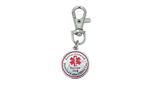 December Pets Service Dog Tag Double Sided Red Medical Alert Symbol Medal for Small Dogs Use for Collars Harness Vest Easy to Switch Pet ID